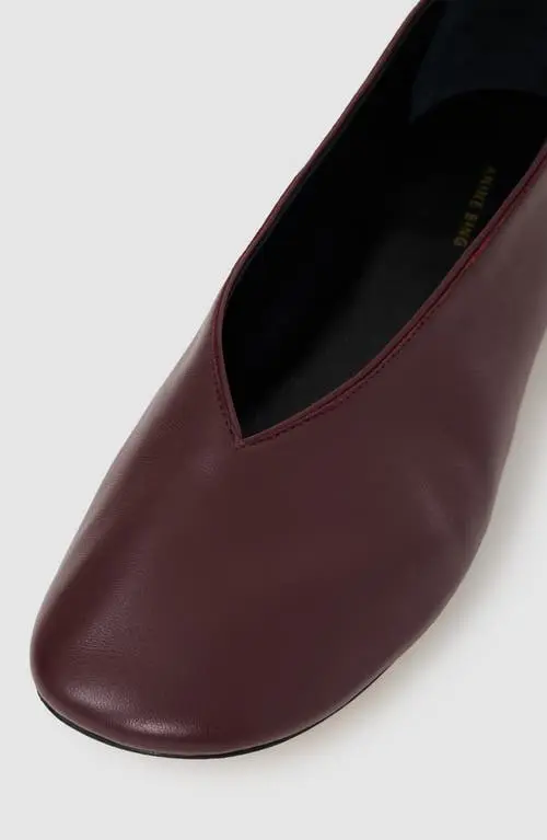 ANINE BING Smooth Leather Flat - Fig