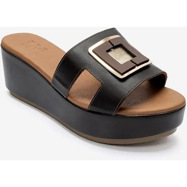 FOREVER & ALWAYS SHOES Hiola Leather Platform Sandal - Brown