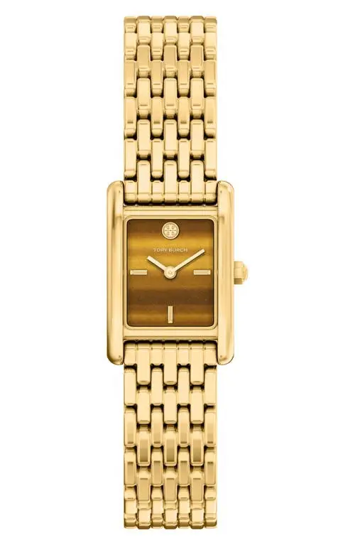 Tory Burch Eleanor Tiger's Eye Bracelet Watch - Gold