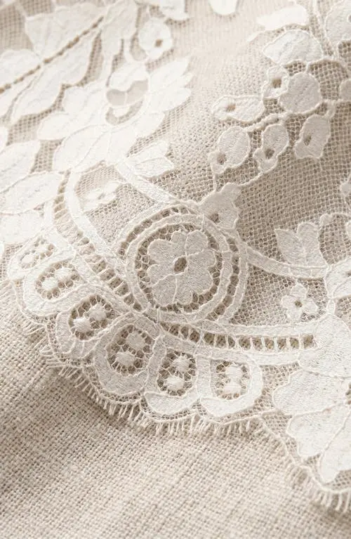 MODENAIRE High Waist Lace Embroidered Straight Pants