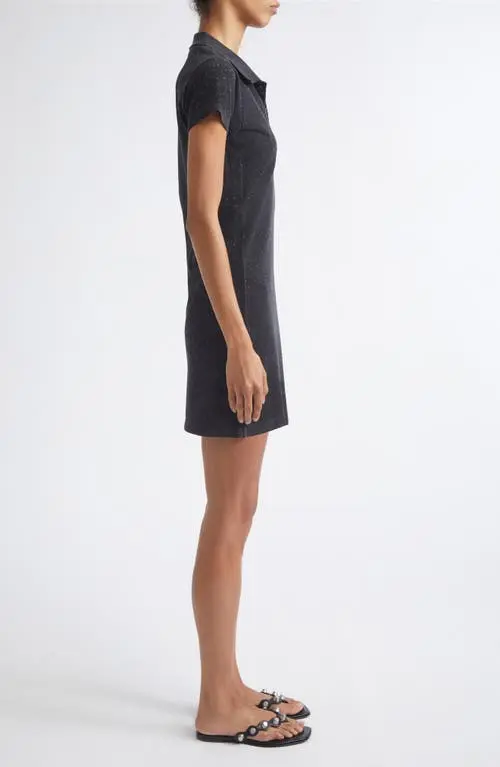 Alexander Wang Crystal Embellished Shrunken Piqué Polo Minidress