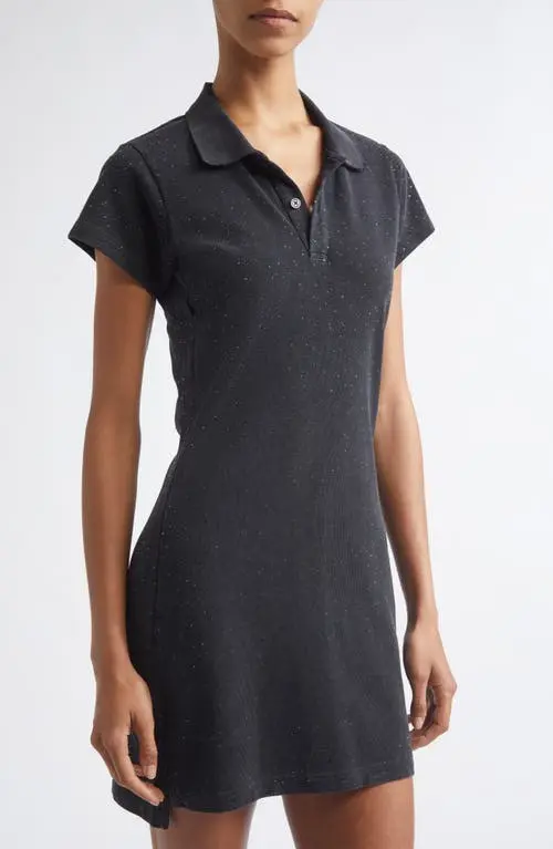 Alexander Wang Crystal Embellished Shrunken Piqué Polo Minidress