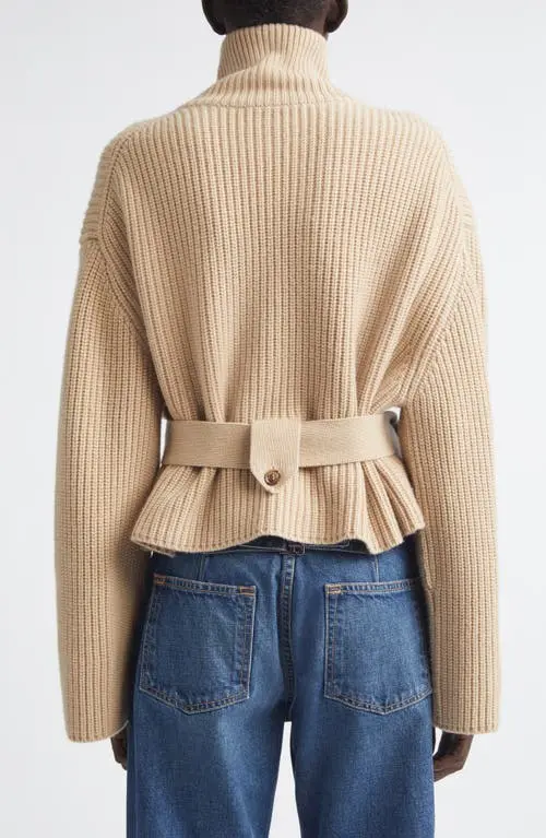 Brandon Maxwell The Neal Belted Cashmere Zip Cardigan