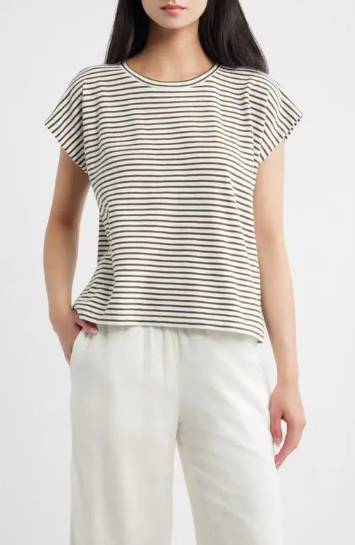 Eileen Fisher Striped Organic Cotton Dolman Sleeve Top