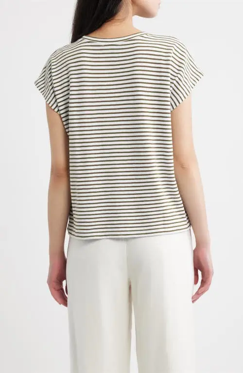 Eileen Fisher Striped Organic Cotton Dolman Sleeve Top