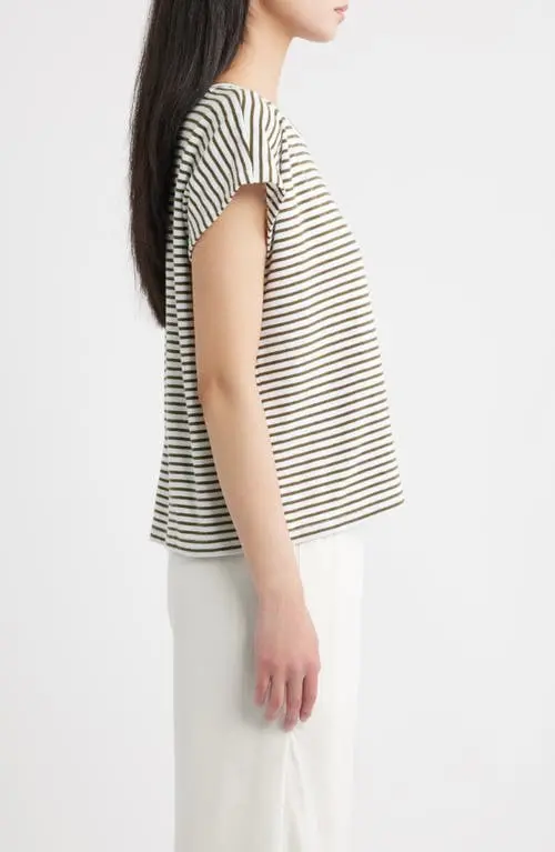 Eileen Fisher Striped Organic Cotton Dolman Sleeve Top
