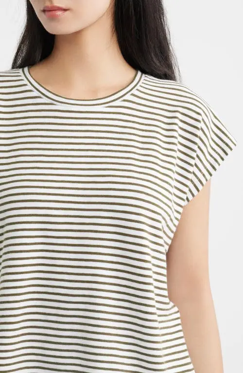Eileen Fisher Striped Organic Cotton Dolman Sleeve Top