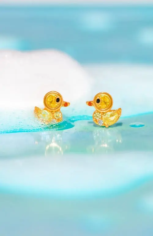 GIRLS CREW Rubber Ducky Cubic Zirconia Stud Earrings