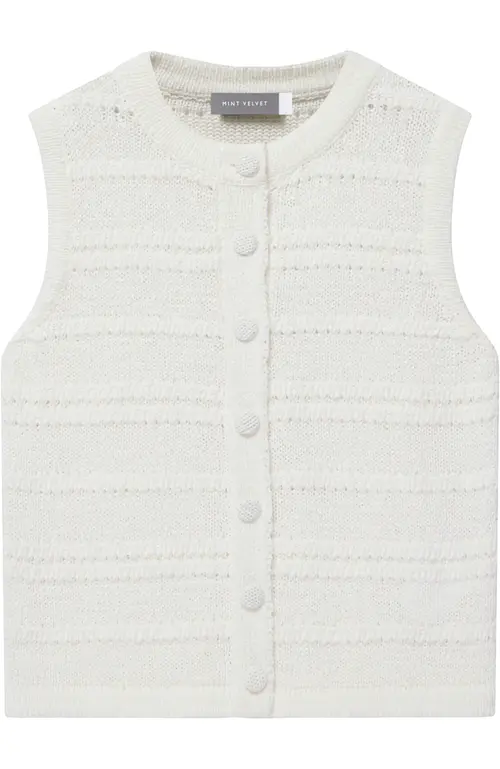 Mint Velvet Cotton Blend Button Detail Knit Top