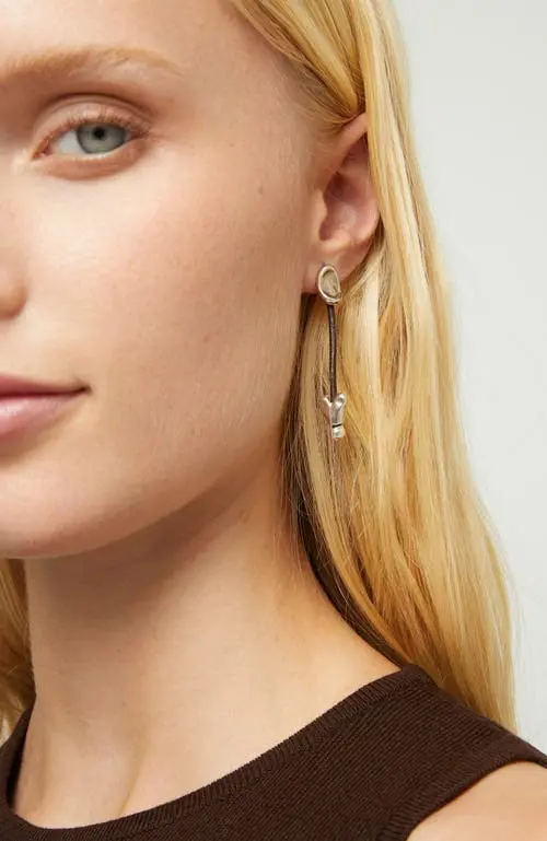 UNODE50 Long Leather Earrings With Sterling Plating