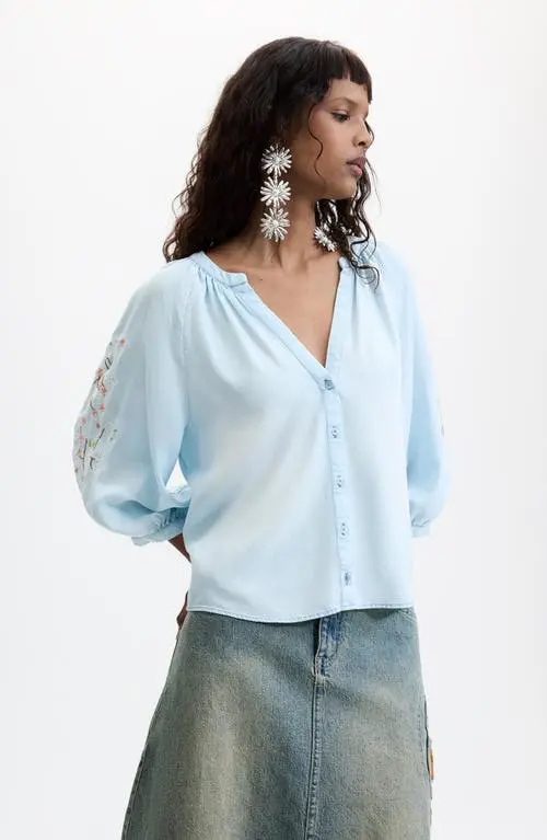 Desigual Embroidered Sleeve Top