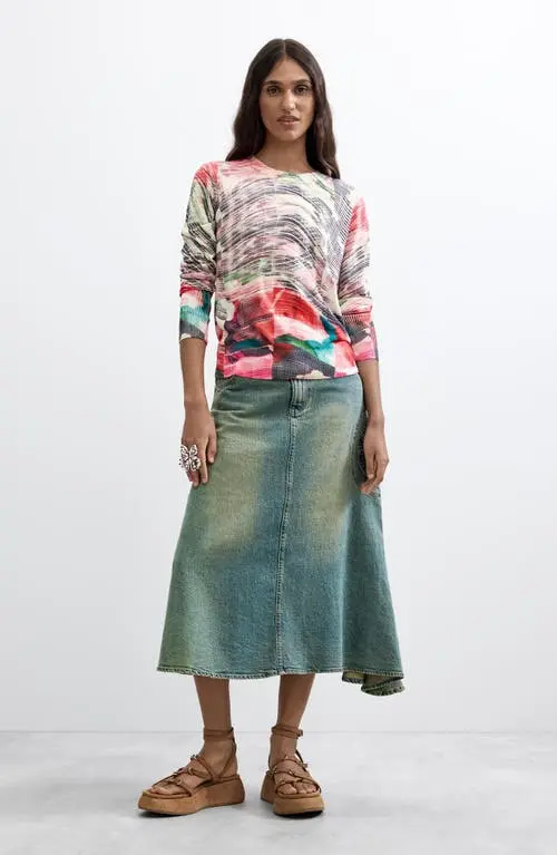 Desigual Print Long Sleeve Sweater