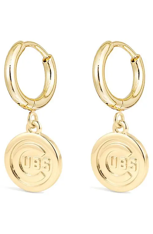 LUV AJ X Mlb Chicago Cubs Logo Charm Hoop Earrings - Gold