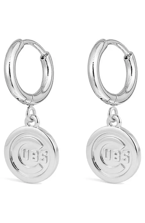 LUV AJ X The Mlb Chicago Cubs Logo Charm Hoop Earrings - Silver