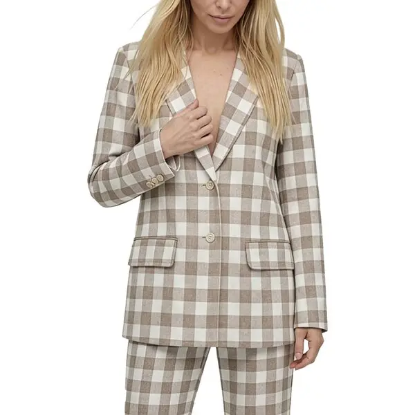 LILY AND LIONEL Oatley Check Print Blazer Jacket - Oat
