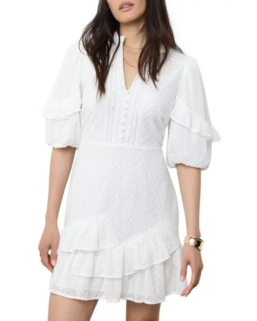 Mint Velvet Embroidered Detail Mini Dress - Ivory