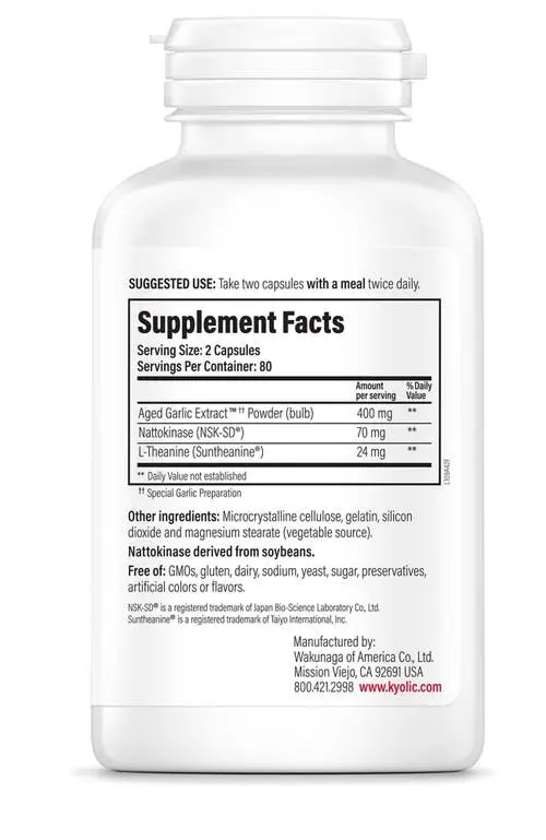 KYOLIC Aged Garlic Extract Formula 109, Blood Pressure Health