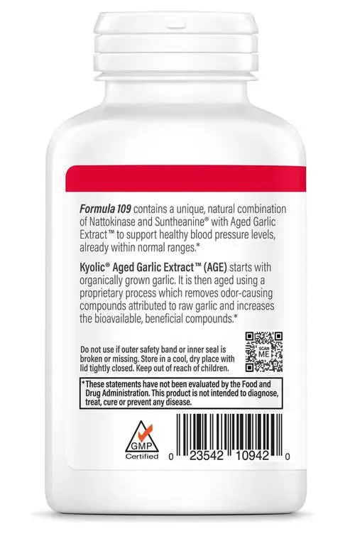 KYOLIC Aged Garlic Extract Formula 109, Blood Pressure Health