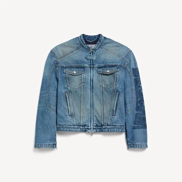 Balenciaga Squeeze" Denim Motorcycle Jacket