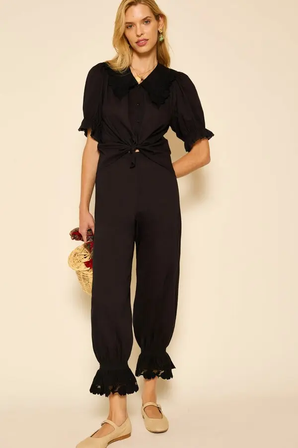 Rixo Margot Cotton Pyjamas Regular - Black