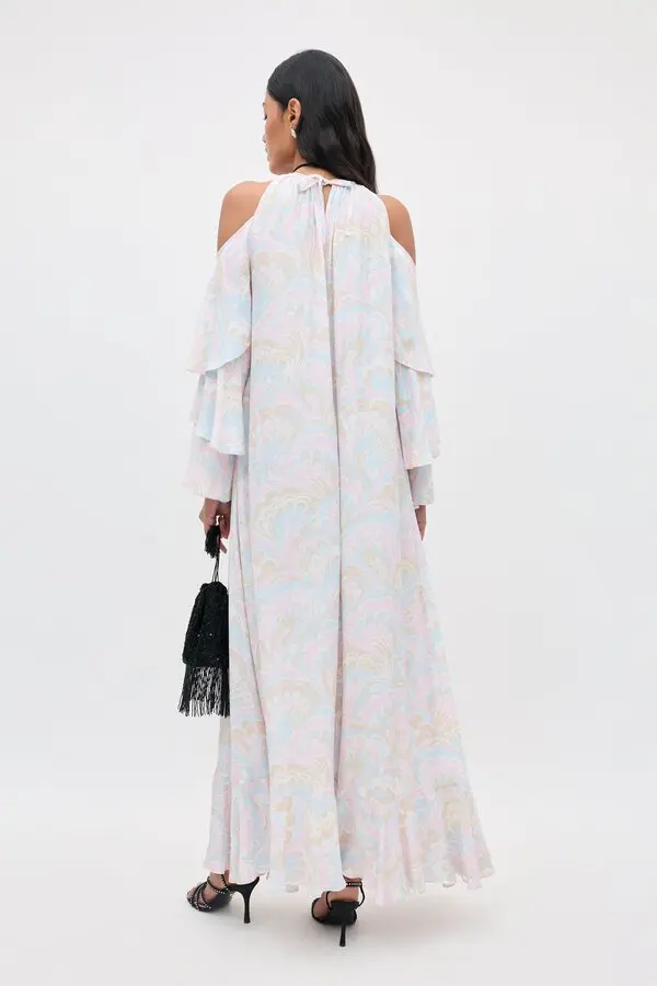 Rixo Niara Marble Swirl Pastel Maxi Dress