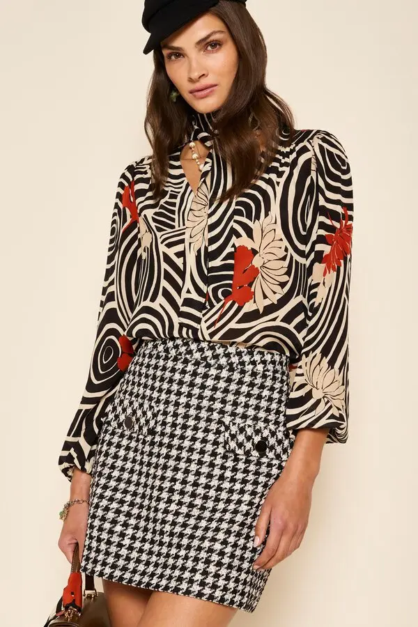 Rixo Mariah Houndstooth Mini Skirt