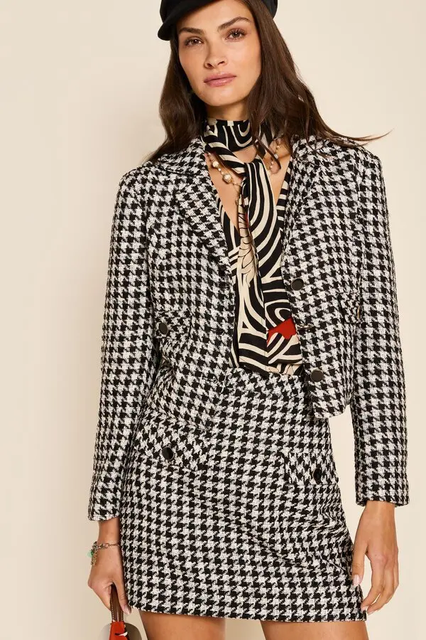 Rixo Mariah Houndstooth Mini Skirt