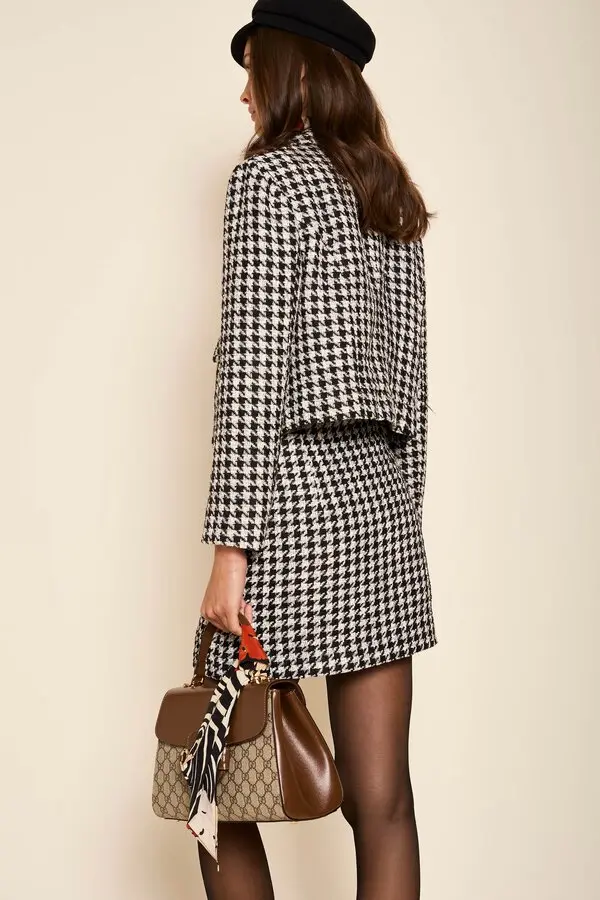 Rixo Mariah Houndstooth Mini Skirt