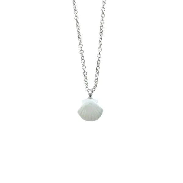 POPORCELAIN Mini Porcelain Seashell Necklace Tone - Silver