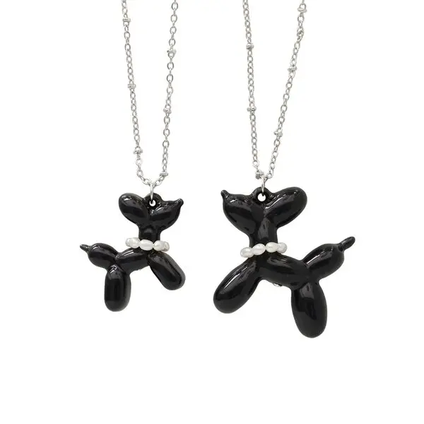 POPORCELAIN Porcelain Balloon Doggie Necklace With Freshwater Pearl And Swarovski Detail - Black