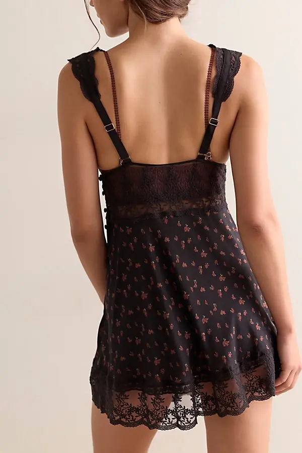 Free People Good Company Mini Slip Dress - Black Combo