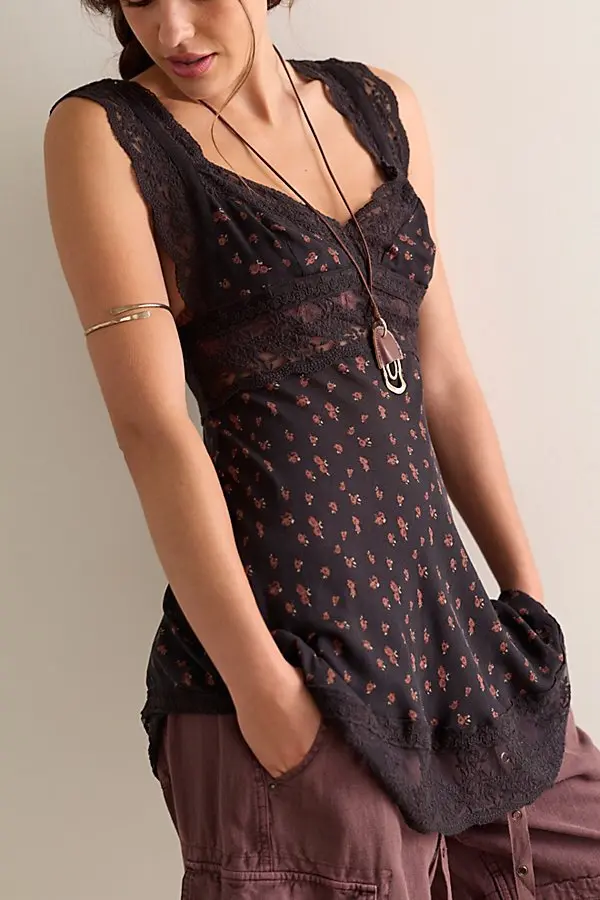 Free People Good Company Mini Slip Dress - Black Combo