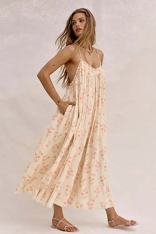 Free People Raffia Blooms Printed Jumpsuit