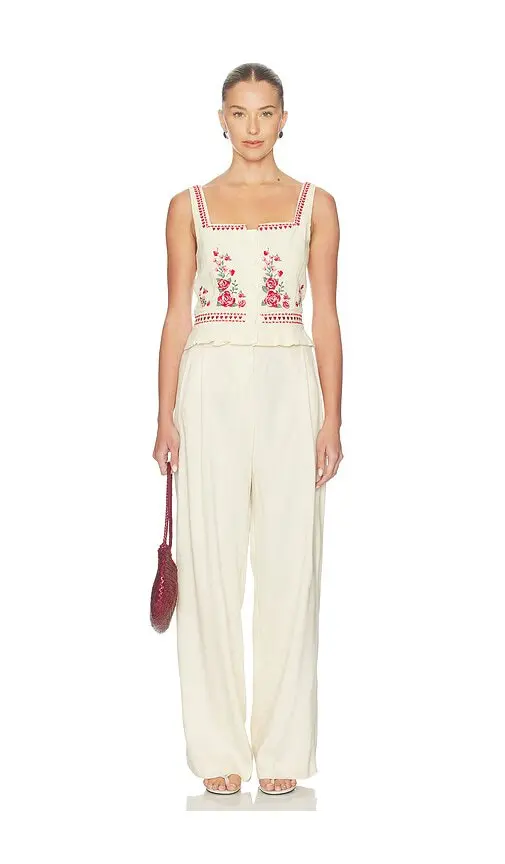 Agua Bendita Charlotte Cherish Top In Cream