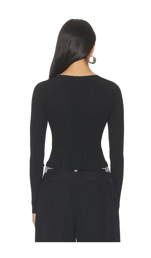 Alexander Wang Long Sleeve Pointelle Cardigan Zip Up