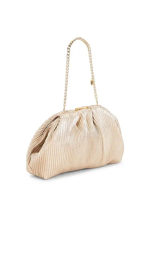 OLGA BERG Naomi Pleated Clutch In Metallic