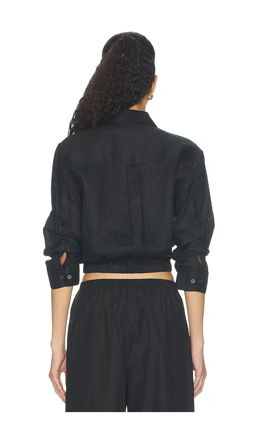 Theory Linen Fixed Sleeve Cropped Shirt