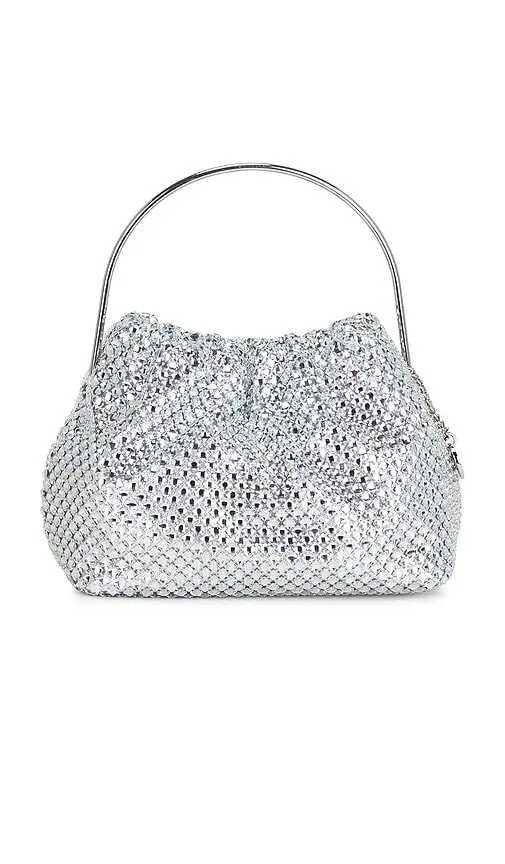 OLGA BERG Whitney Crystal Top Handle Bag In Metallic