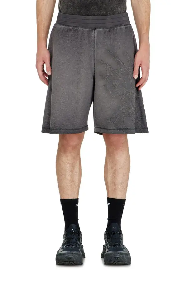 DIESEL® Sweatshorts With Dévoré Motifs - Grey