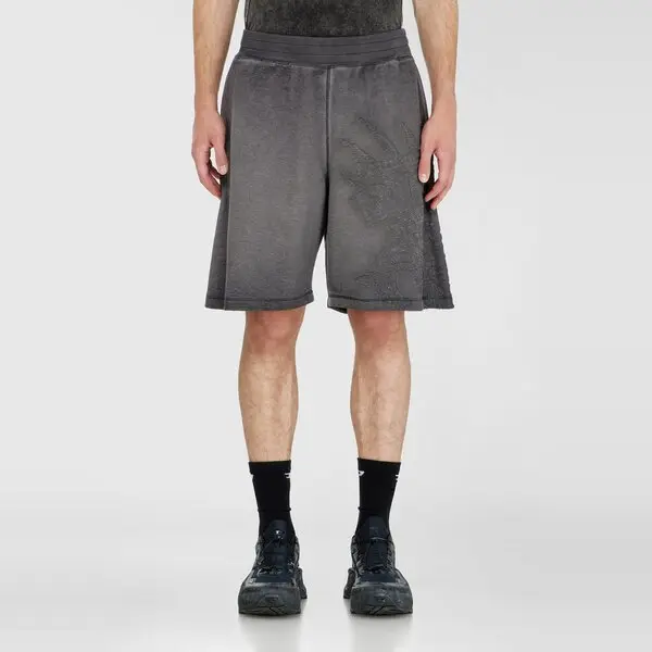 DIESEL® Sweatshorts With Dévoré Motifs And Cold Pigment Dye - Grey