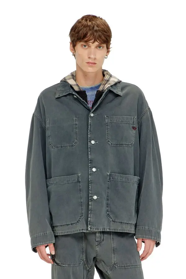 DIESEL® Denim Utility Jacket With Embroidered Detail