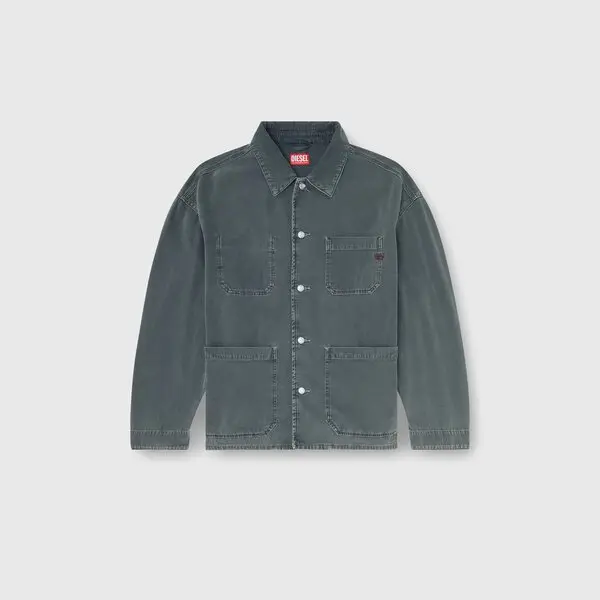 DIESEL® Denim Utility Jacket With Embroidered Detail - Grey