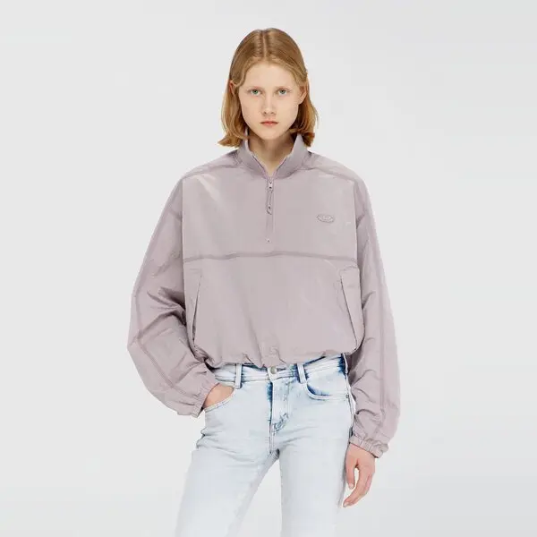 DIESEL® Relaxed Fit Crinkled Nylon Anorak Jacket - Violet