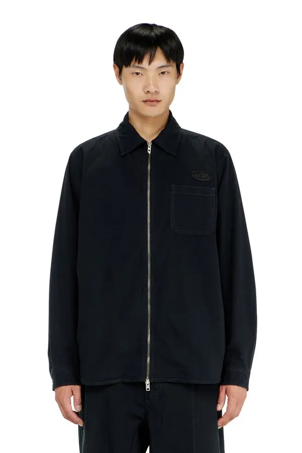 DIESEL® Ripstop Shirt With Zip Closure - Black