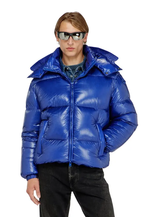 DIESEL® Down Puffer Jacket With Detachable Hood - Blue