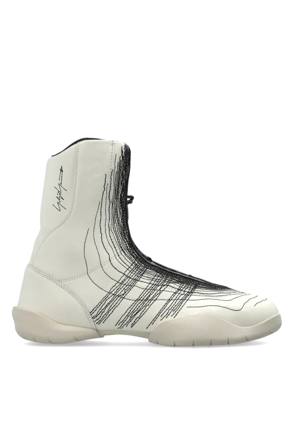Y3 Regu Embriodery Hi" Shoes - White