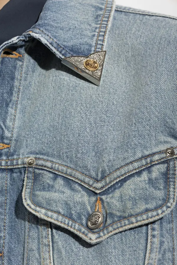 Versace Denim Shirt With Appliqués