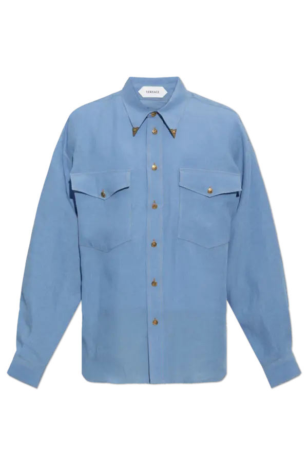 Versace Linen Shirt With Pockets