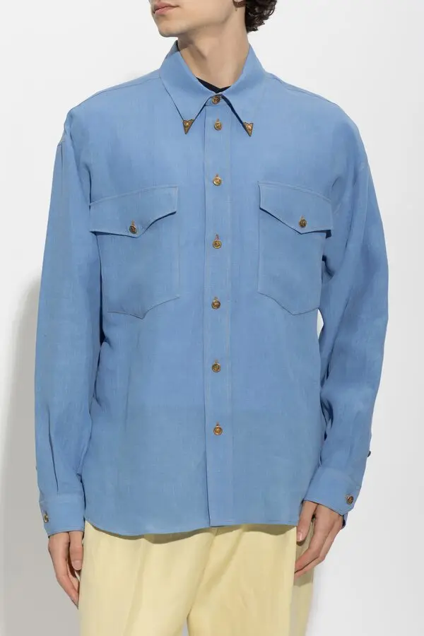 Versace Linen Shirt With Pockets