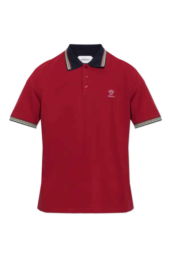 Versace Polo With Embroidered Logo - Red